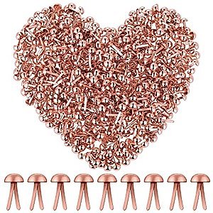 500 Pieces Paper Brass Fasteners Brass Brads Round Fasteners for Kids Craft Art Crafting School Project Decorative Scrapbooking DIY Supplies (Rose Gold, 0.3 x 0.6 Inch)