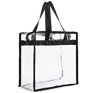 Juvale 2 Pack Clear Stadium Approved Tote Bags, 12x6x12 Large Transparent Totes with Zippers, Handles for Concerts, Sporting Events, Music Festivals, Work, School, Gym