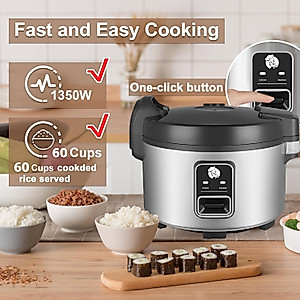 DAZITN 13L Commercial Rice Cooker & rice warmer 60 CUPS Cooked Rice(30-CUPS RAW RICE)| 1350W Fast cooking | Auto turn warming | Large Capacity Rice Cooker for Restaurant (Black)