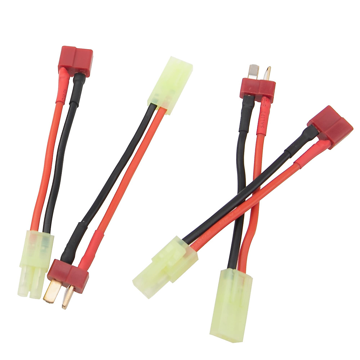 3Pairs ShareGoo Adapter Compatible with Mini Tamiya Style (Reversed) to T-Plug Deans Adapter with 8cm 16AWG Wire Cable for Airsoft Gun