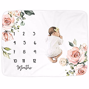 Kute 'n' Koo Premium Fleece Baby Monthly Milestone Baby Blanket for Boy Girl | Large Personalized Photography Background Blankets | Thick Flannel for Mom Newborn