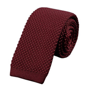 Kihatwin Men's Wine Red Eco-friendly Self Ties Extra Long Knitted Necktie Solid 58 Inches