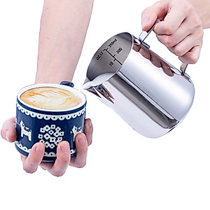 Milk Frothing Pitcher, Stainless Steel Art Creamer Cup Milk Frother Steamer Cup Stainless Steel Coffee Milk Frothing Cup,Coffee Steaming Pitcher 12oz/350ml