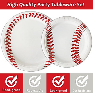 gisgfim 96 Pcs Baseball Party Supplies Bundle Paper Plates Napkins Baseballs Party Birthday Decorations Favors For Girls Serves 24