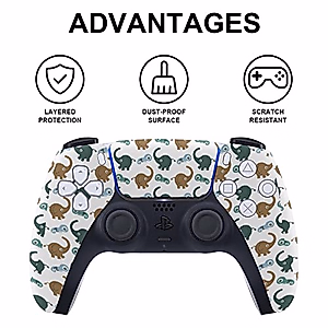 Pattern with Elephants Full Protective Skin Cover Design Wrap Decal Sticker Compatible with PS5 Digital Edition Console and Controller