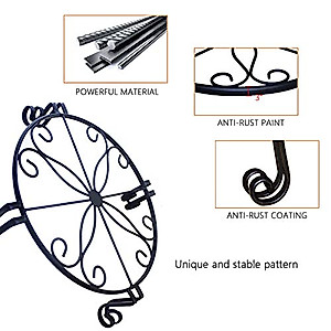 Black Plant Stand for Flower Pot Heavy Duty Potted Holder Indoor Outdoor Metal Rustproof Iron Garden Container Round Supports Rack for Planter Bronze, Pumpkin Stand Outdoor