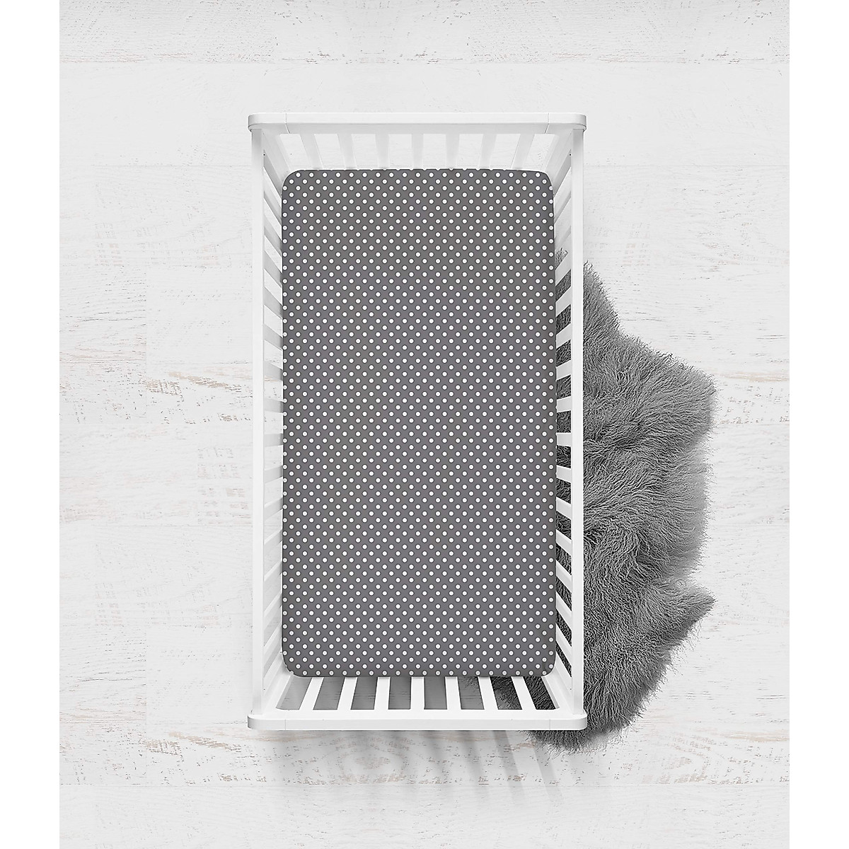 Bacati - 2 Pack Mix and Match Pin Dots Neutral 100% Cotton Universal Baby US Standard Crib or Toddler Bed Fitted Sheets (Pin Dots, Grey)