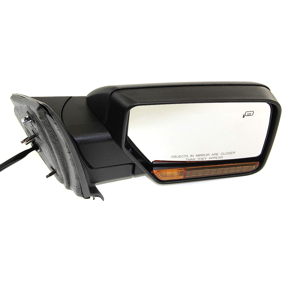Kool Vue Mirror Set of 2 Compatible with 2007-2011 Ford Expedition Driver & Passenger Side In-housing Signal Light, Manual Folding, Heated, With memory, Textured Black, With Puddle Light, Power Glass