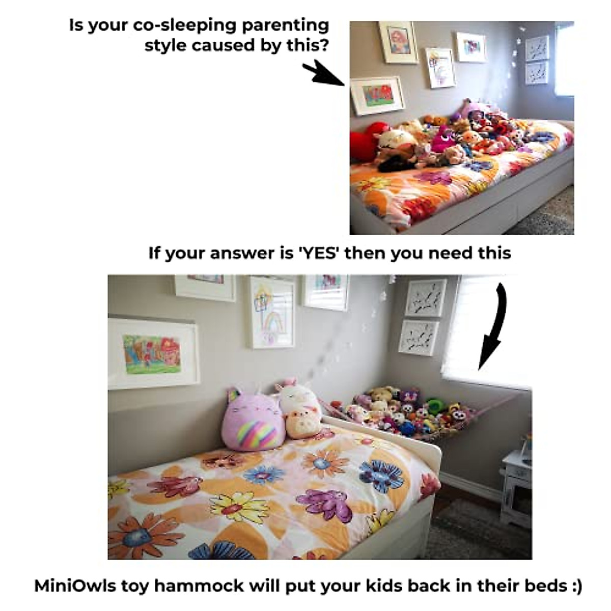 MiniOwls Storage Hammock Stuffed Toys Organizer - Fits 20-30 Plush Animals. Great Mermaid Gift for Girls. Instead of Bins and Toy Chest – Displays Teddies Easily. (Unicorn, Large (Pack of 1)