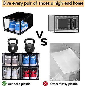 jphoiy box Shoe Storage Boxes Clear Stackable, 9 Packs Shoe Organizer for Closet,Sneaker Box, Strong and Sturdy Fit Up to Maximum Size of US12