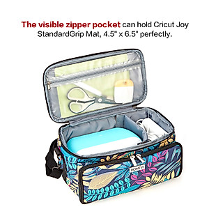 HOMEST Carrying Case for Cricut Joy, Lightweight Travel Tote Bag for Cricut Joy and Tool Set, Multiple Pockets for Accessories and Supplies Storage, Floral