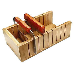 Soap Cutting Tool Set Wooden Loaf Cutter Mold + 2 Pcs Straight Wavy Stainless Steel Cutter Slicer