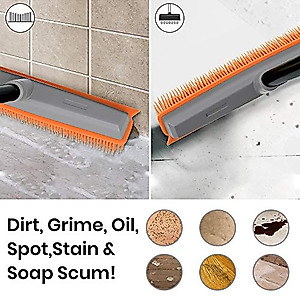 TreeLen Rubber Broom Carpet Rake Pet Hair Remover Broom with Squeegee Extension Push Broom for Carpet Hardwood Floor Tile Windows Cleaning