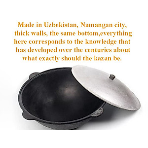 MangalGrills Cast Iron Uzbek Traditional Kazan Cauldron 22L Qozon Qazan Caldero Kadai Pilaf Plov Lagman Shorpa