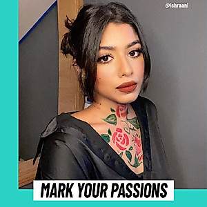 BODYMARK BIC Temporary Tattoo Markers for Skin, Black, Mixed Tip, 12-Count Pack, Skin-Safe, Cosmetic Quality