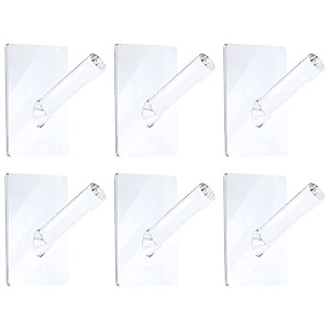 Jetec 6 Pieces Hat Hook for Wall Acrylic Hooks Clear Hat Hooks Coat Hooks Hat Rack Robe Hook Adhesive Hooks for Bathroom Kitchen Towels Wall Hat Clothes and More (Clear)
