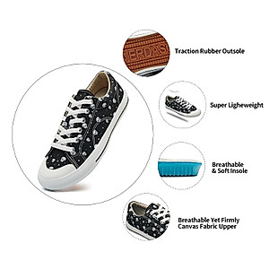 VERDASCO Womens Fashion Sneakers Non-Slip Running Shoes Comfort Walking Shoes Ladies Tennis Shoes Black with Skull Painted 6