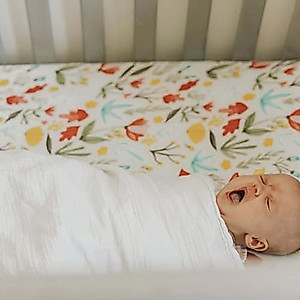 Little Unicorn – Meadow Fitted Crib Sheet | Fitted Crib Sheet | 100% Cotton Muslin | Super Soft | Sized for Standard Baby Crib & Toddler Mattress | Machine Washable | 52” x 28” x 9”