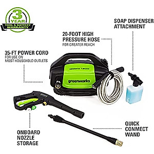 Greenworks 1500 PSI 1.2 GPM Electric Pressure Washer, GPW1502