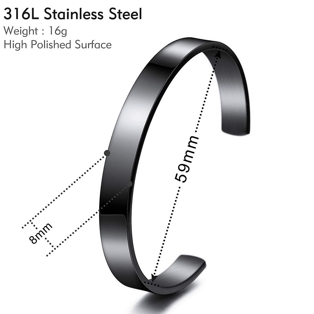 VIBOOS Personalized Bracelet Engraving Name/ID/Date Identification Bangle Bracelets for Women Men Custom Stainless Steel Adjustable Inspirational Cuff Valentine Gifts Birthday Jewelry