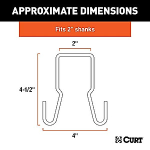 CURT 45807 Trailer Safety Chain Holder Bracket for 2-inch Shank, Clip-On Steel Hanger Hooks