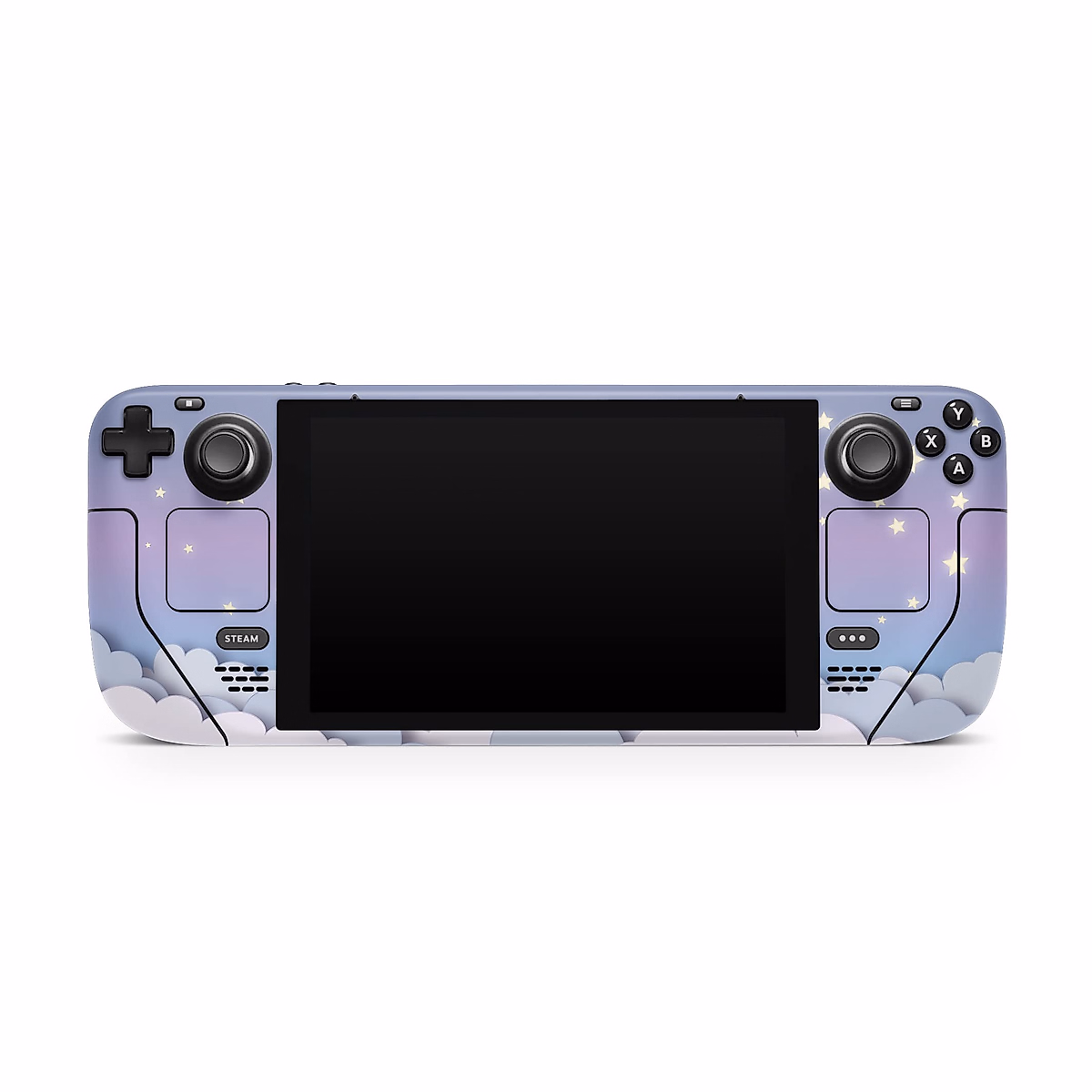TACKY DESIGN Clouds Skin Compatible with Steam Deck Skin LCD and Compatible with Steam Deck OLED Skin, Pastel Starry Premium 3M Vinyl Decal, Cute Full Wrap Purple Sky Moon Cover