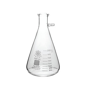 United Scientific™ FG5340-2000 Laboratory Grade Borosilicate Glass Heavy Wall Filtering Flask, Bolt Neck with Tubulation, 2000mL (2L) Capacity