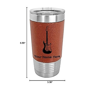 LaserGram 20oz Vacuum Insulated Tumbler Mug, Electric Guitar, Personalized Engraving Included (Faux Leather, Basketball Style)