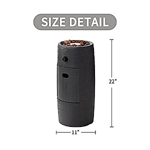 SUNBURY Outdoor Propane Fire Pit, 11" Propane Fire Column, Dark Gray Patio Gas Fire Pit 15,000 BTU Small Fire Pit Table for Outside w Lava Rocks