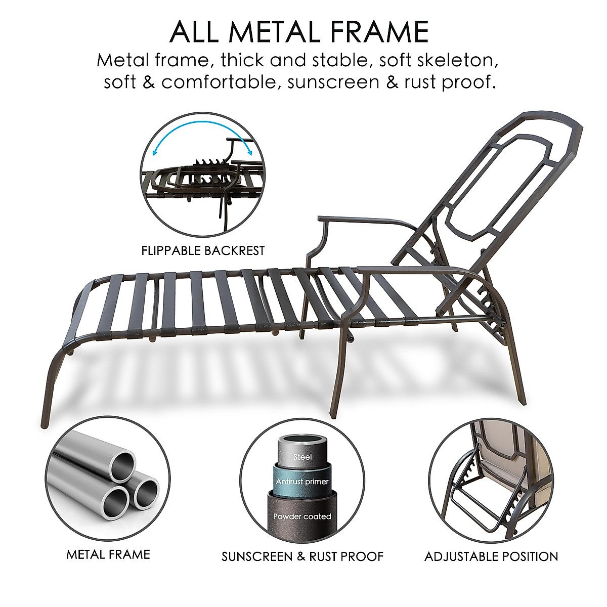 Kozyard Maya Chaise Lounge - Outdoor Patio Recliner Chair, Comfortable Patio Lounge Chair, Elegant Chaise Lounge Chair for Relaxation, Perfect Outdoor Recliner Chair (Tan)