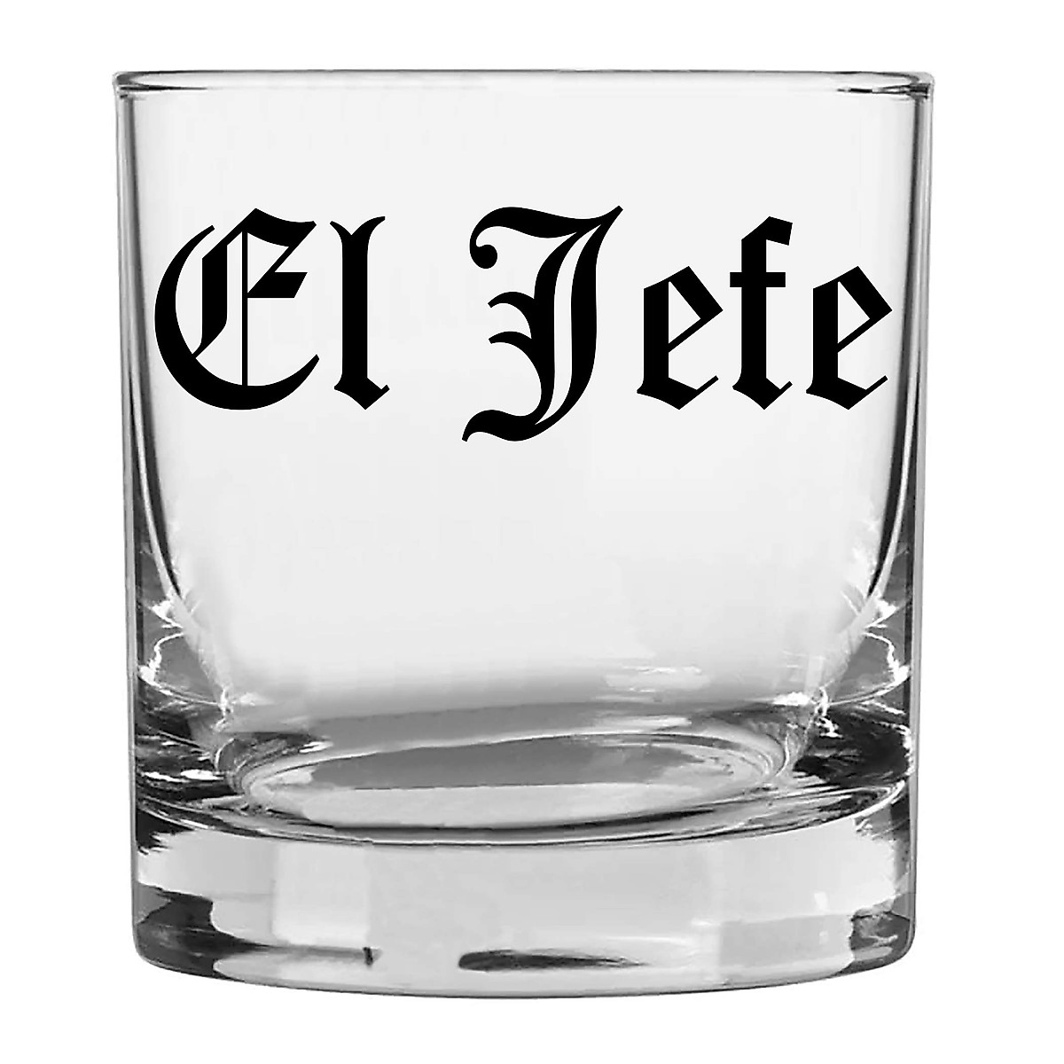 Spotted Dog Company Printed 11oz Whiskey Glass - El Jefe - The Boss - Old Tyme, National Boss Day Gifts Best Boss Ever Funny