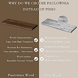 Floating Shelves with Storage Basket, Bathroom Shelves Over Toilet Paper Holder Storage Shelves, Wall Mounted Rustic Wood Shelves for Bathroom, Bedroom, Living Room, Kitchen(Brown, Set of 3)