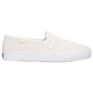 Keds womens Double Decker Perf Suede Slip on Sneaker, Cream, 7.5 US