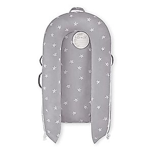 Newborn Lounger Cover for DockATot Deluxe | Cover Replacement Only for Baby Nest | 100% Cotton | Includes “Hello World” Sign (Silver) | The Cover is not Created by Dockatot