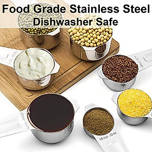 20PCS Measuring Cups and Measuring Spoons Set, Food-Grade Stainless Steel Measure Cup Set for Cooking Baking Measurement, Including 7 Cups, 9 Spoons, Level, Magnetic Chart, Stackable Measuring Set
