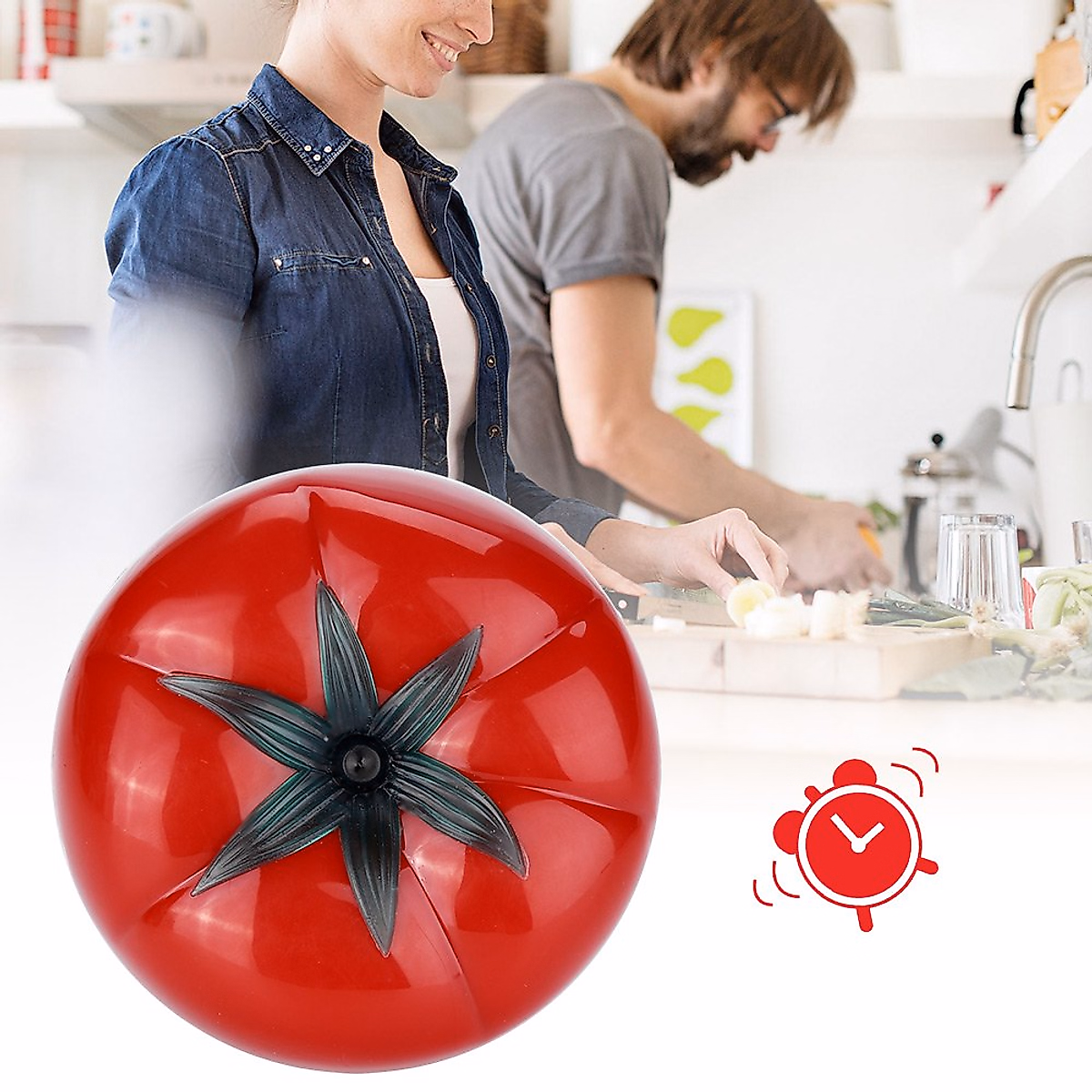 Kitchen Timer,Tomato Shaped Mechanical 60 Minutes Countdown Timer Kitchen Cooking & Baking Helper Kitchen Utensils(S)