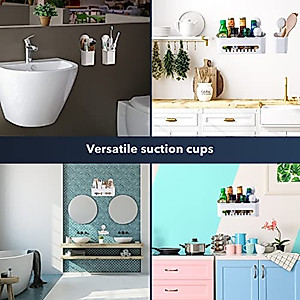 Shower Caddy Vacuum Suction Cup 3Pcs-No Drilling Bathroom Suction Cup Shower Shelf Organizer-Shower Shelves Basket for Shampoo,Soap and Toothbrush Holder-Racks for Inside Bath and Kitchen Wall (White)