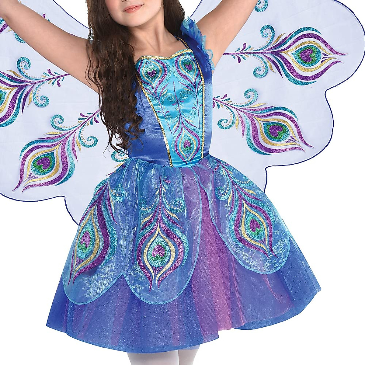 Peacock Dress Halloween Costume for Girls, Medium, with Included Accessories, by Amscan