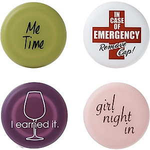 CapaBunga Silicone Wine Stoppers for Wine Bottles - 4 Pack Funny Wine Stoppers - Airtight Wine Bottle Stoppers Wine Saver Wine Bottle Caps - Wine Accessories for Wine Lovers - Classics