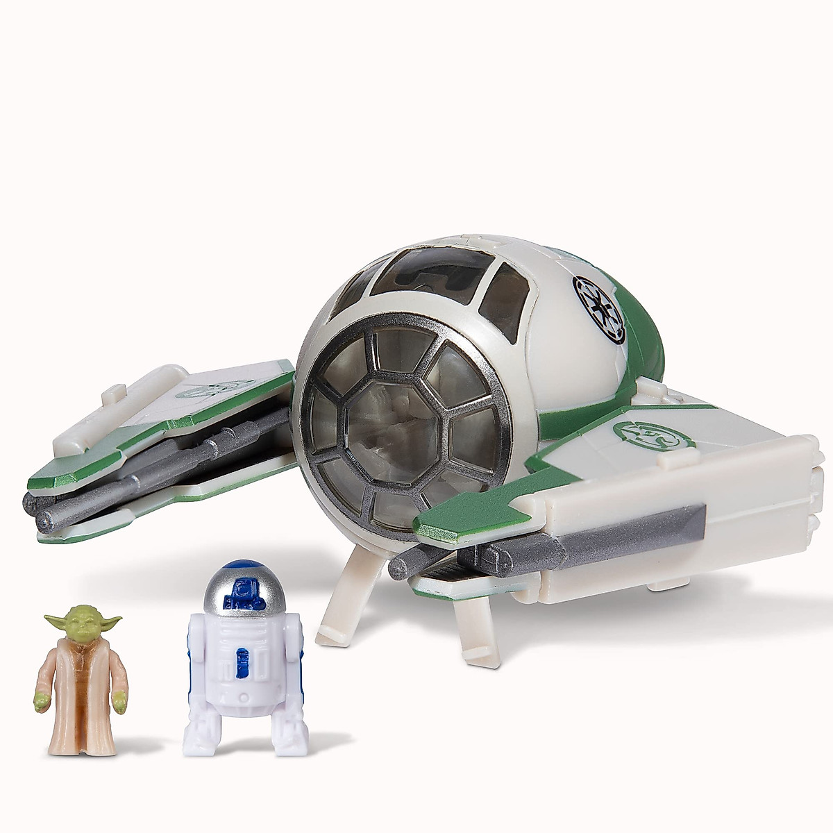 Star Wars Micro Galaxy Squadron Yoda's Jedi Starfighter 8cm Light Armour Class Ship with 1" Yoda and R2-D2 Micro Figures