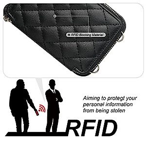 Bocasal Crossbody Wallet Case for iPhone 13 Mini, RFID Blocking PU Leather Zipper Handbag Purse Flip Cover, Kickstand Folio Case with Card Slots Holder Wrist Strap Lanyard 5G 5.4 Inch (Black)