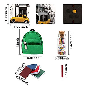 SOTOGO 31 Pieces Doll Accessories Include 10 Pieces Mini Doll Backpacks Mini Doll Bag Cute Zipper Backpack Mini Books Backpacks and 21 Pieces Miniatures Doll Books for Doll Accessories