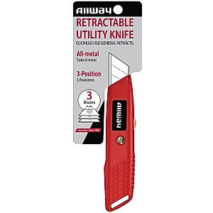 ALLWAY SLK Retractable Utility Knife with Steel Slider and 3 Blades