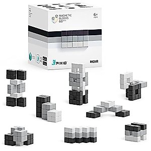 PIXIO Noir - 60 Magnetic Blocks - Small Magnet Blocks - Magnets for Kids & Adults - Magnet Toys - Magnet Tiles Alternative for Kids 8-12 Years