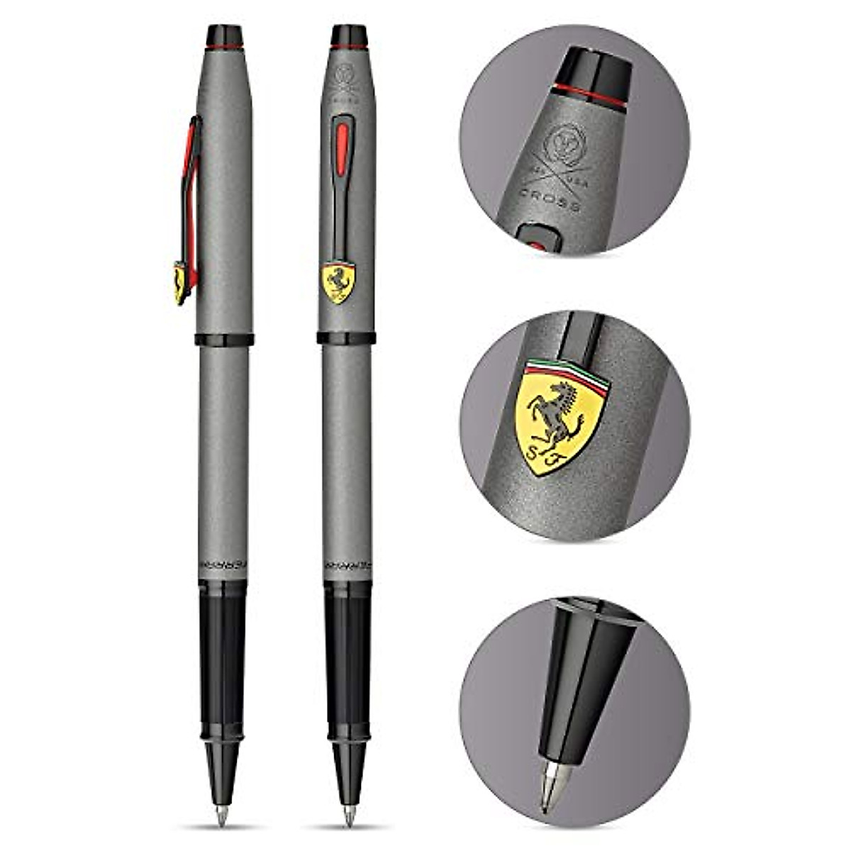 Cross Century II Scuderia Ferrari Rollerball Pen, Includes Luxury Gift Box - Titanium Grey Satin Lacquer