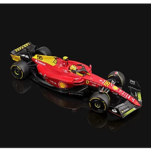 JODIYAAH Bburago 1/18 2022 F1-75 75th Anniversary F1-75#55 Carlos Sainz Alloy Luxury Vehicle Diecast Cars Model Toy Collection Gift (1/18 F1-75th No.#55)