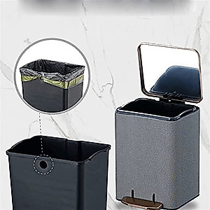 TETARI Trash Can Trash Can Household Living Room Stainless Steel Gray Multi-Specification with Cover Kitchen Bathroom Toilet (Size : Medium)