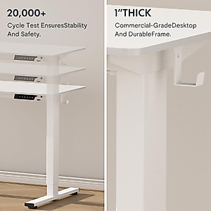 FLEXISPOT EN1 One-Piece Electric White Standing Desk 55 x 28 Inch Desktop Adjustable Height Desk Home Office Computer Workstation Stand up Desk (White Frame + 55" White Top, 2 Packages)