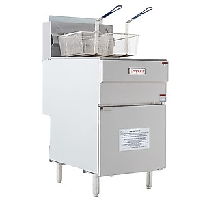 EMPURA 80 lb Freestanding Floor Natural Gas Fryer | Deep Frying with (2) Removable Baskets and (5) Cast-Iron Vertical Burner Tubes for Kitchen Restaurant | 39.36"H x 21"W x 30.32"D, Stainless Steel