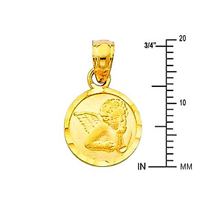 14k REAL Yellow Gold Religious Angel Charm Pendant